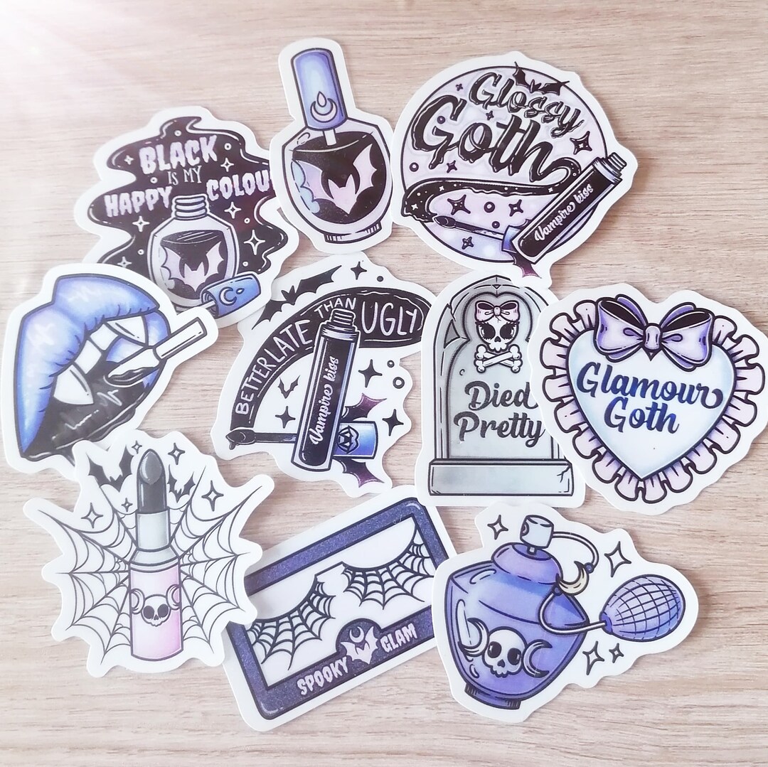 Glam Goth Vinyl Stickers X 10 Goth Stickers, Glam Stickers, Goth Glam ...