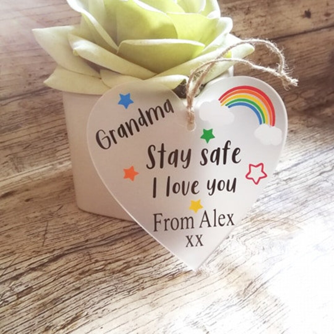 Stay Safe Personalised Rainbow Gift Heart Hanging - Etsy