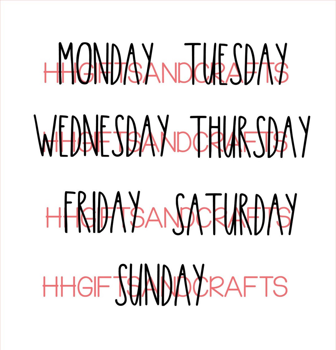 Days of the Week Wording RAE DUNN INSPIRED - Vinyl Decal Transfers ...