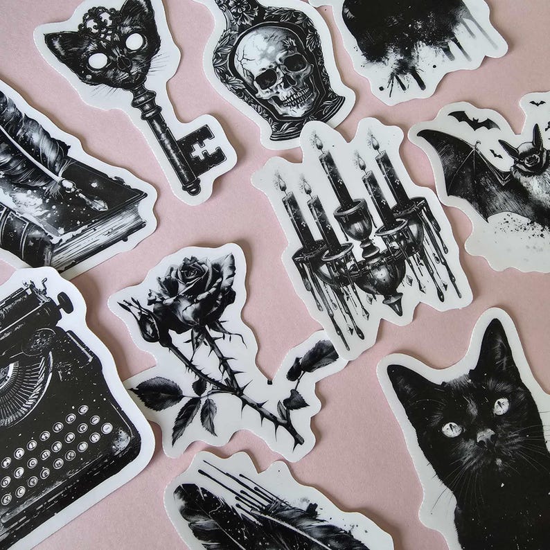 Dark Goth Style Vinyl Stickers X 10 ,dark Goth Stickers,dark Stickers ...