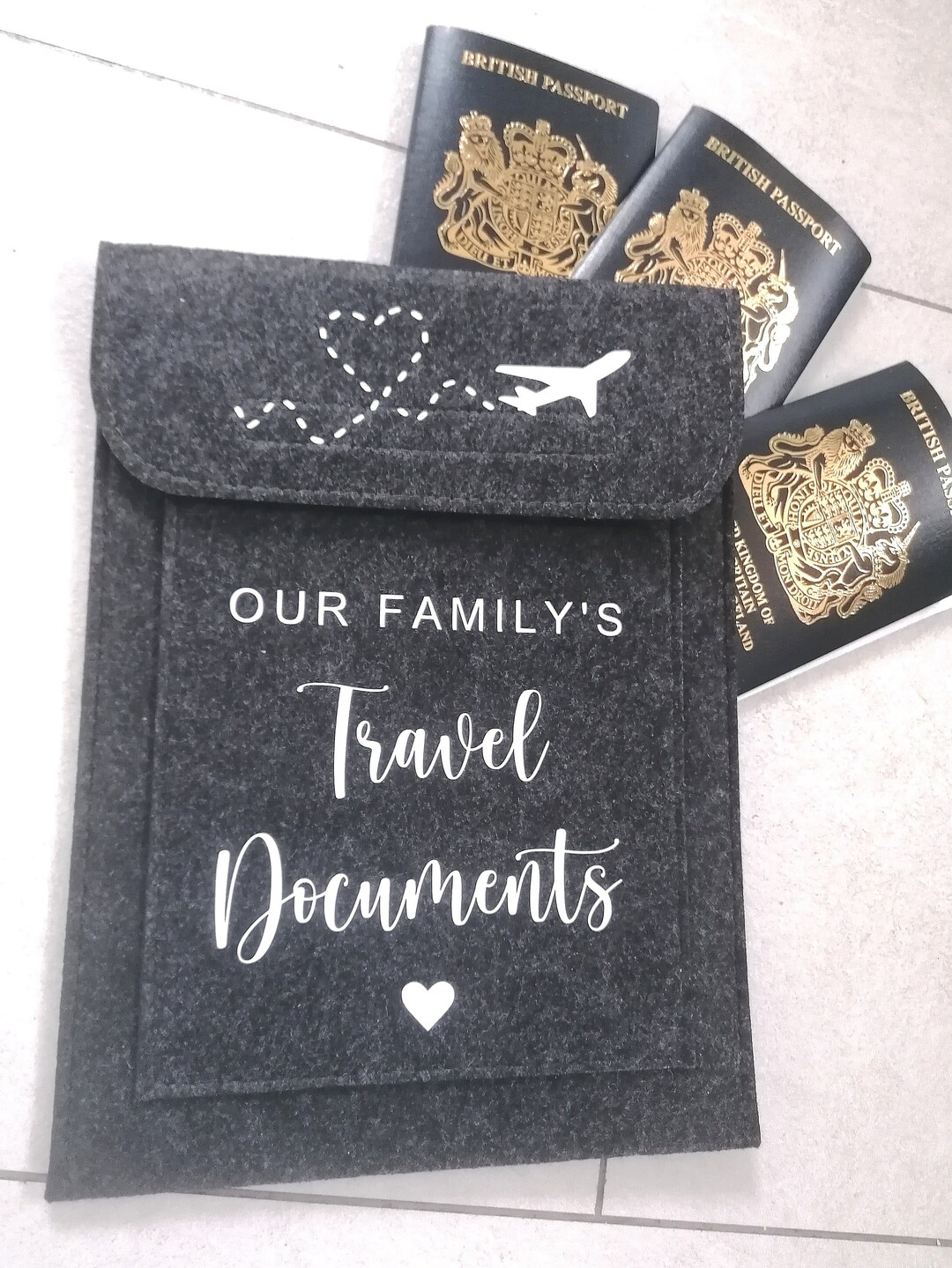 Personalised Travel Documents Wallet/folder - Felt, Travel, Tickets ...