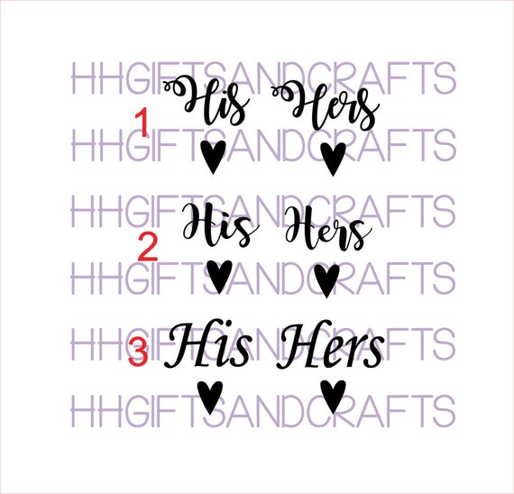 His Hers Vinyl Decal Transfers Set of 2 1 Each 3 Fonts - Etsy