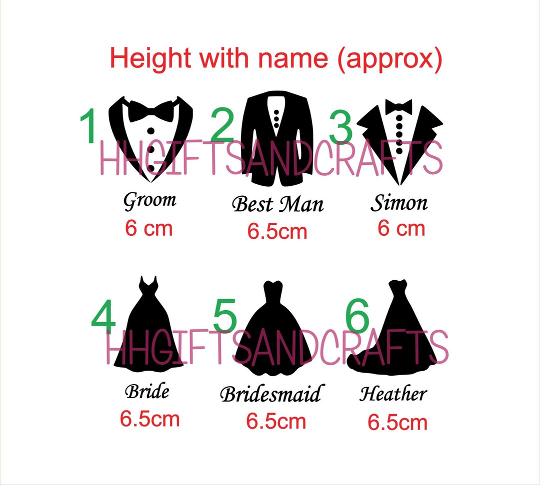 Personalised Wedding Dress / Tux Vinyl Transfer - Ideal for Glasses ...