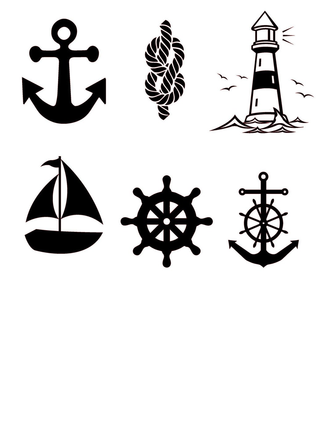 Nautical Theme Vinyl Decals/transfers X 6 Ideal for Mirrors/kids Rooms ...