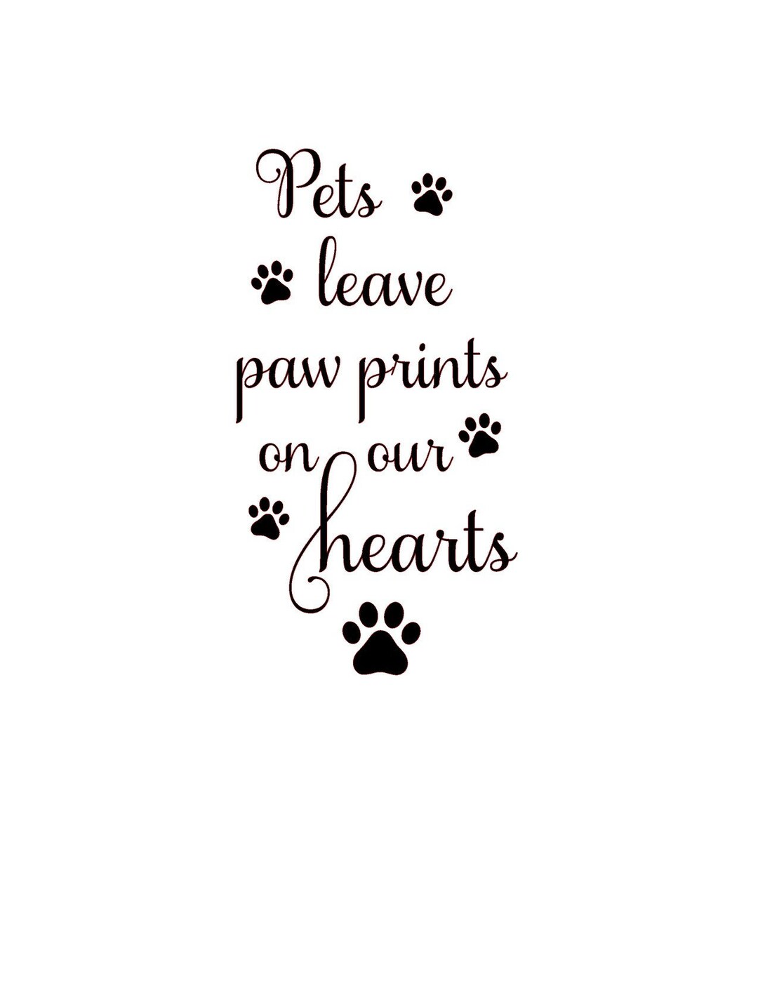 Pets Leave Paw Prints on Our Hearts - Vinyl Transfer Decal for Wine ...