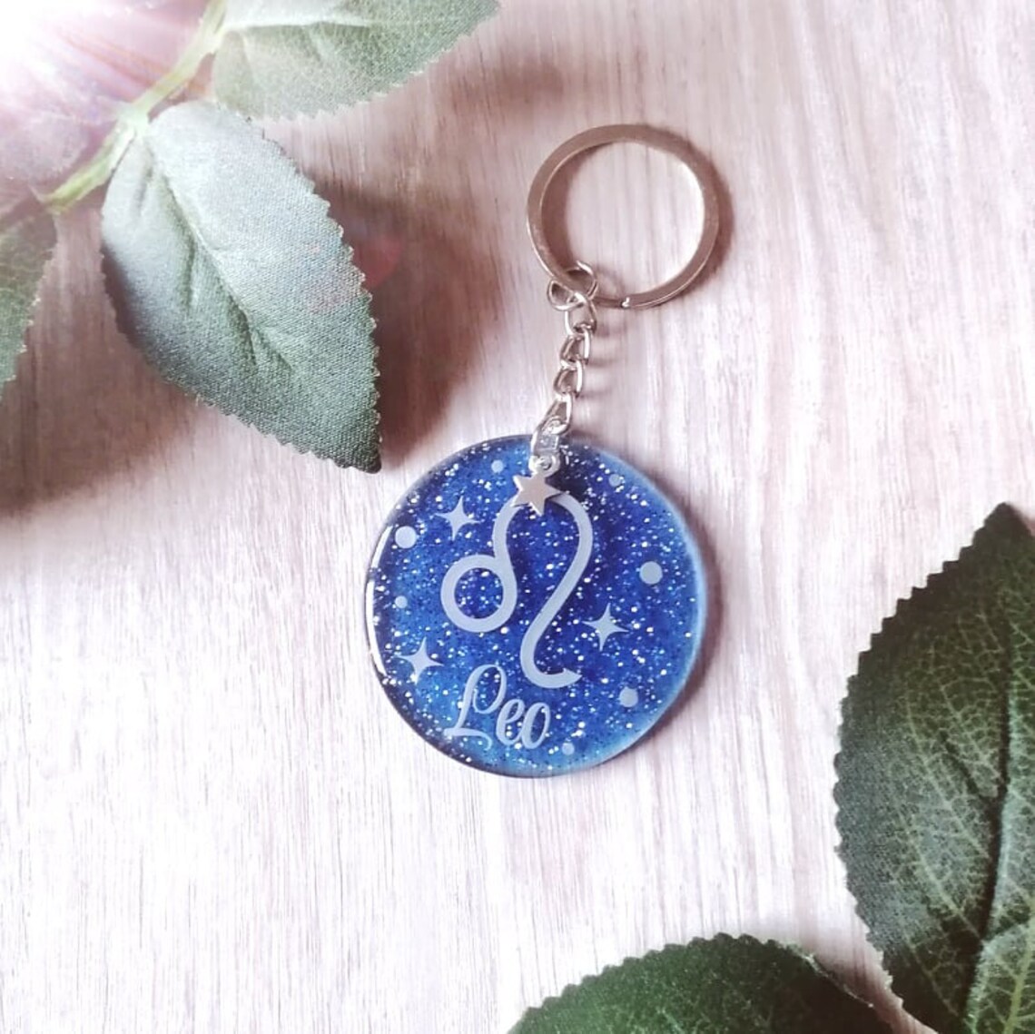 Zodiac Star Sign Keyring - Resin Glitter - Gold Silver - Zodiac Gift ...
