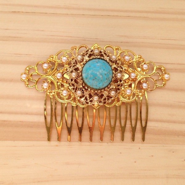 Turquoise Hair Comb - Etsy UK