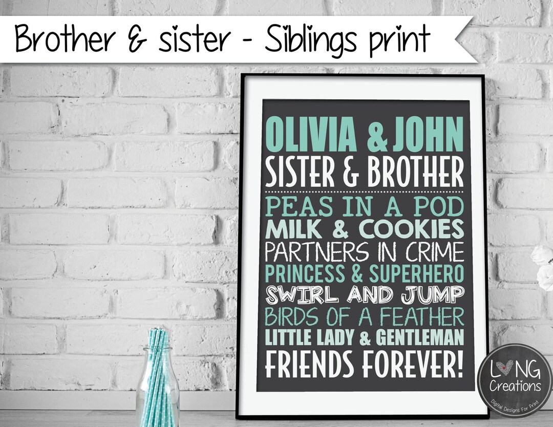Brother and Sister Printable Sibling Wall Art Room Decor Brother and ...
