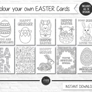 PRINTABLE Easter Colouring / Coloring Cards, Easter Cards for Kids ...