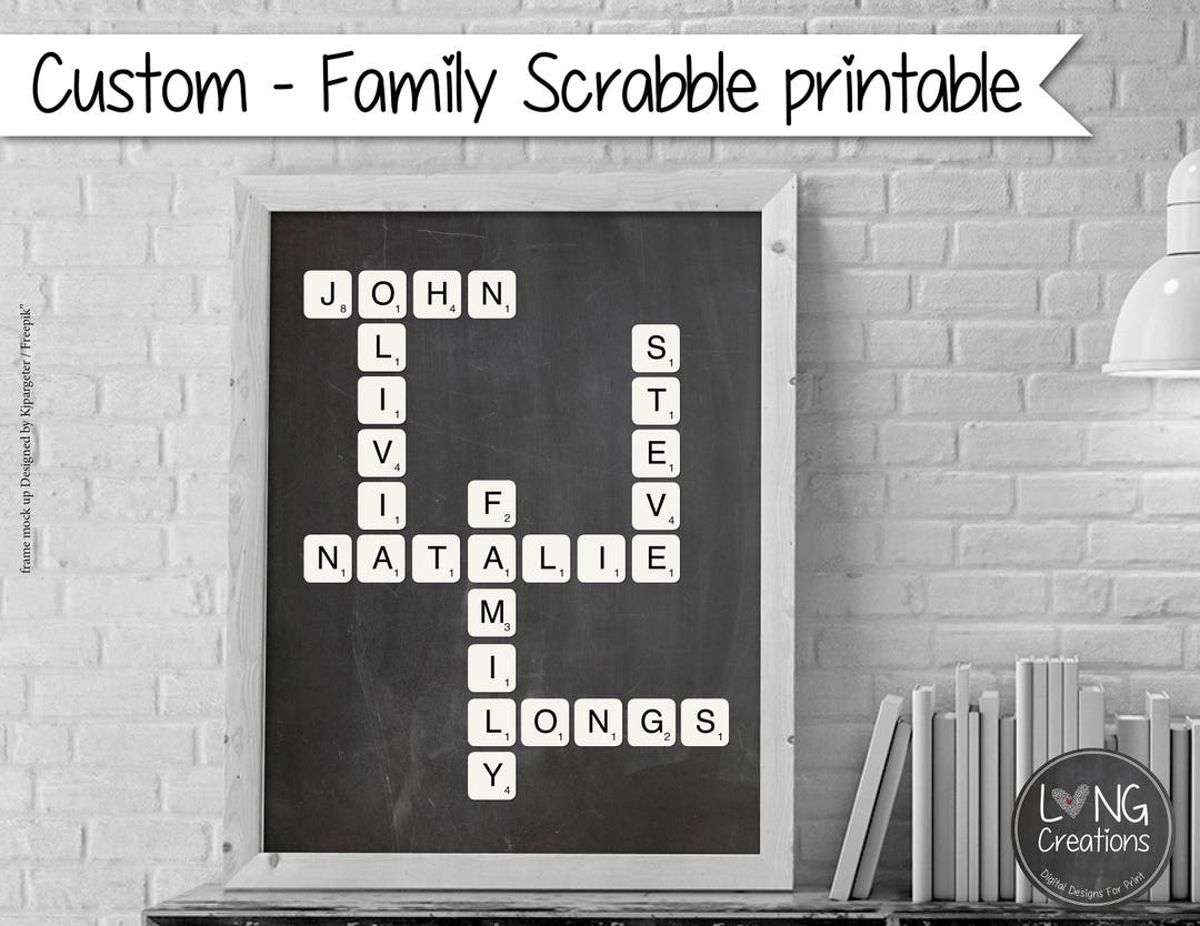 Scrabble Printable File Personalized Scrabble Print Family - Etsy