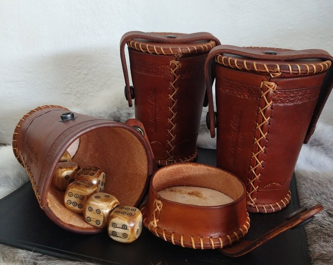 Zilch / Yahtzee / Farkle Dice Game Leather Cup Sets Genuine Buffalo ...