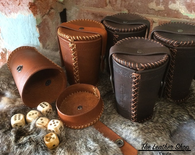 Zilch / Yahtzee / Farkle Dice Game Leather Cup Sets Genuine Buffalo ...
