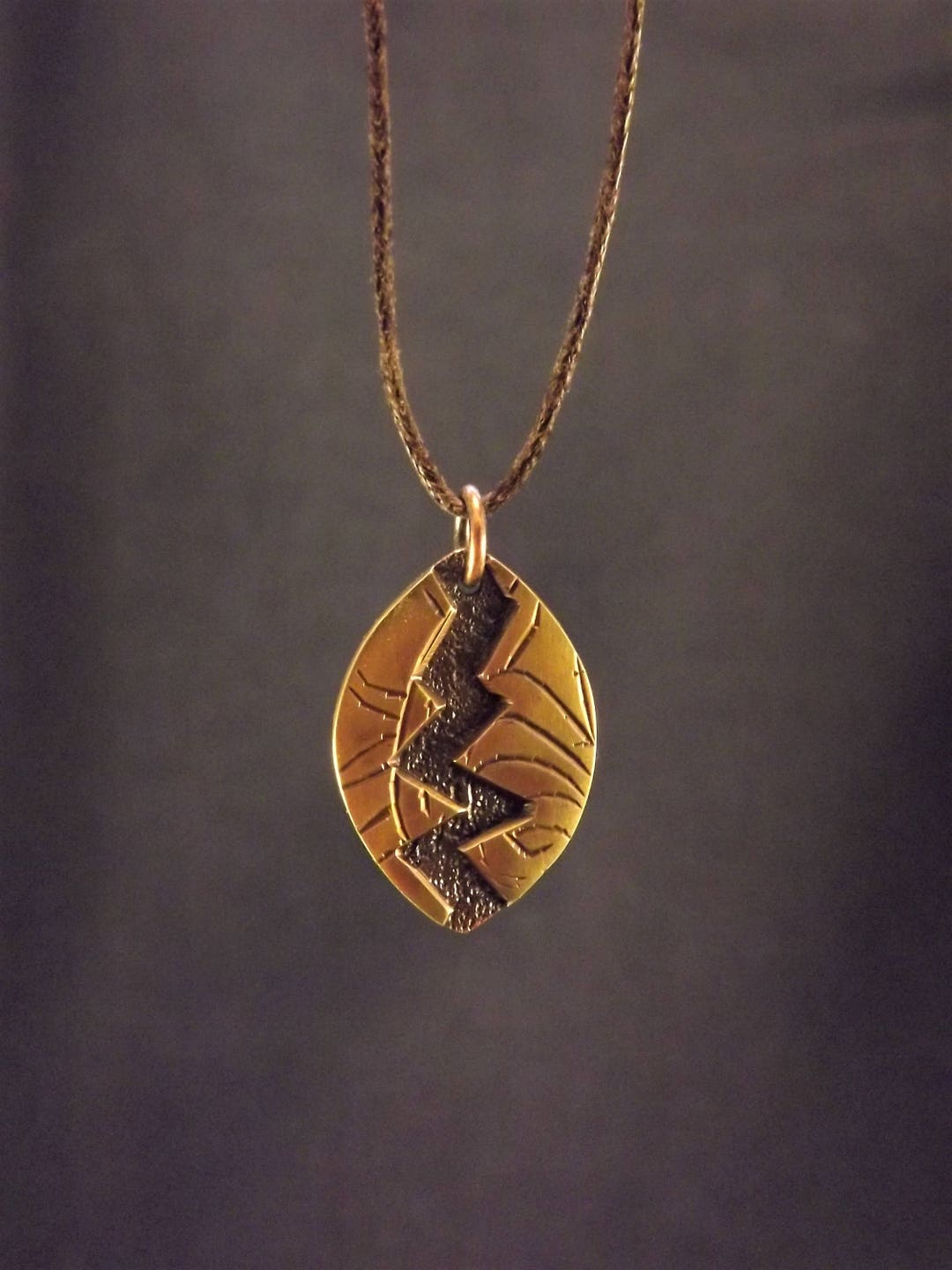 Copper and Brass Zig-zag Pendant - Etsy