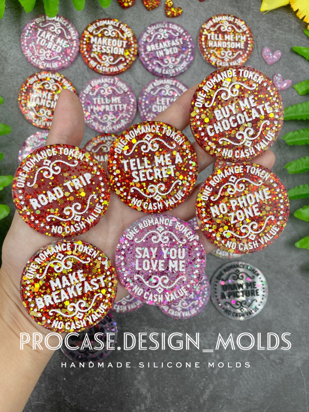 Romantic Token Mold, Love Tokens Mold, Resin Love Mold, Silicone Mold ...