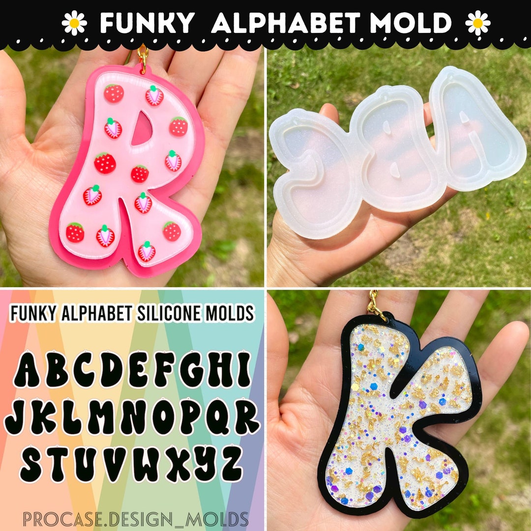 Funky Alphabet Mold for Making Resin Keychains | Letter Silicone Molds ...