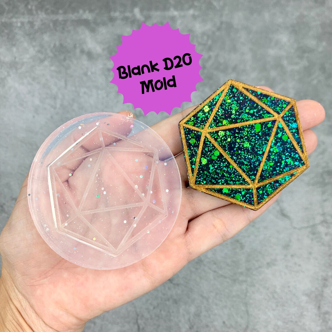 Blank D20 mold 1.8 inch Silicone dice mold Resin mold Shiny | Etsy