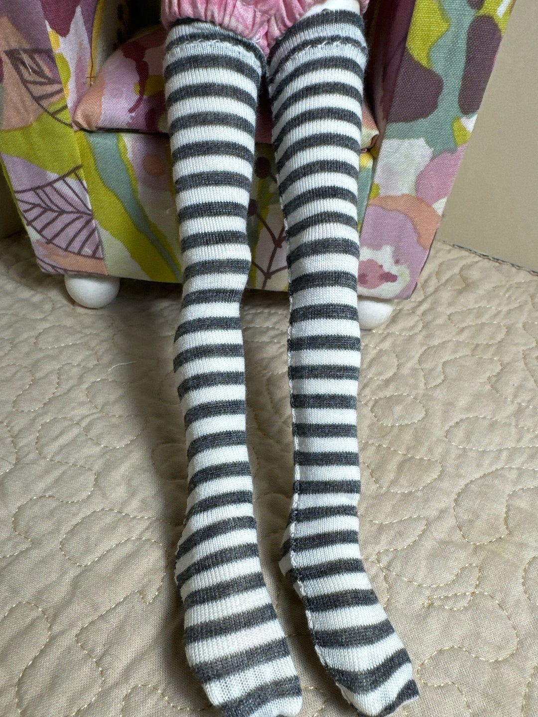 Charcoal & off White Striped Stockings for Dolly’s Are Ready for Dress ...