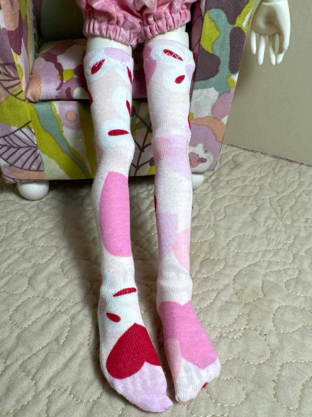 Pink ,red & White Hearts Stockings for Dollys Are Ready for Dress up ...
