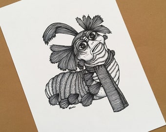 Labyrinth Worm Print | Etsy UK
