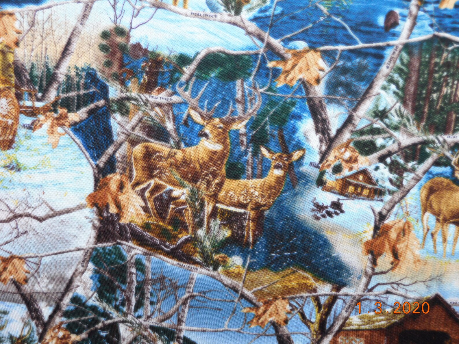 New Realtree Winter Scenic With Deer 100% Cotton Fabric by the Yard and ...