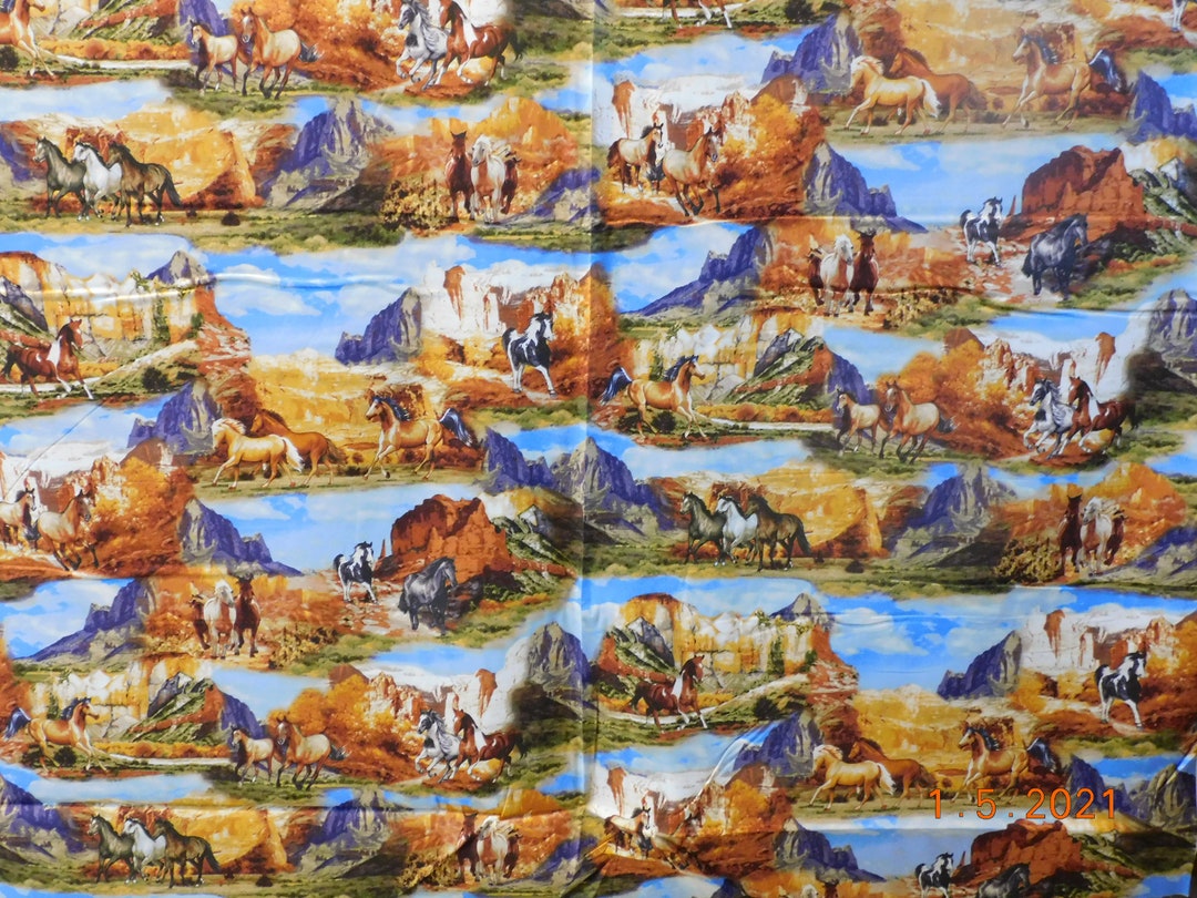 New Wild Wild West Wild Horse Collage 100% Cotton Fabric by the Yard - Etsy