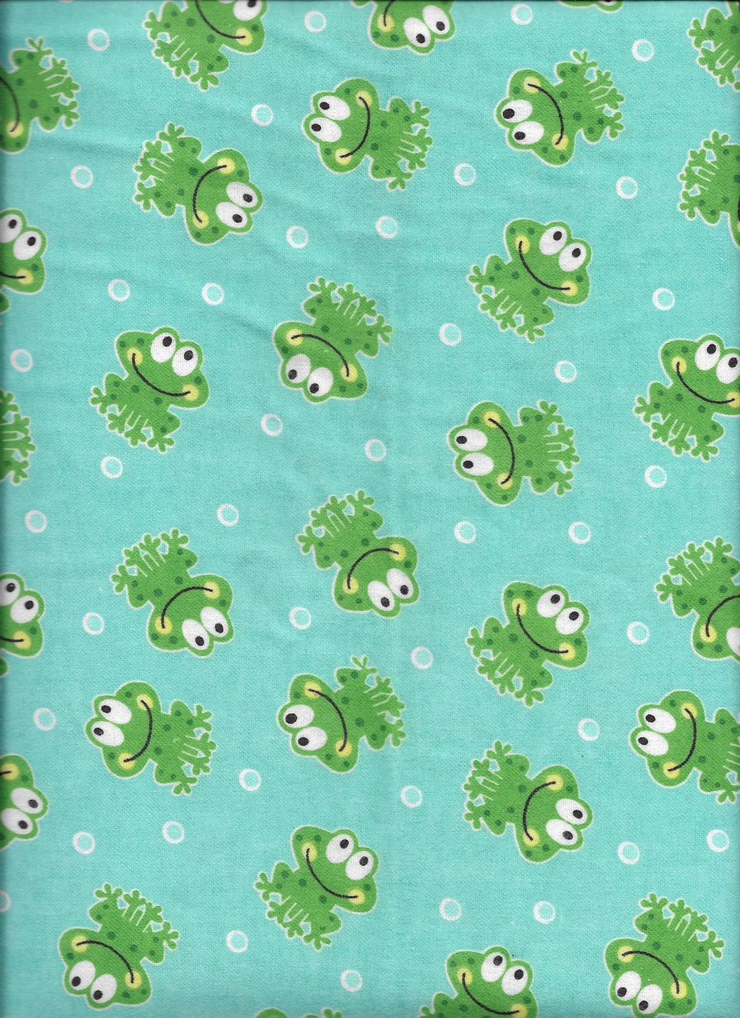 New A.E. Nathan Smiley Frogs on Light Blue Flannel Fabric by the Yard ...