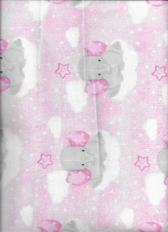 New Cute Baby Elephants and Clouds on Light Pink Flannel - Etsy