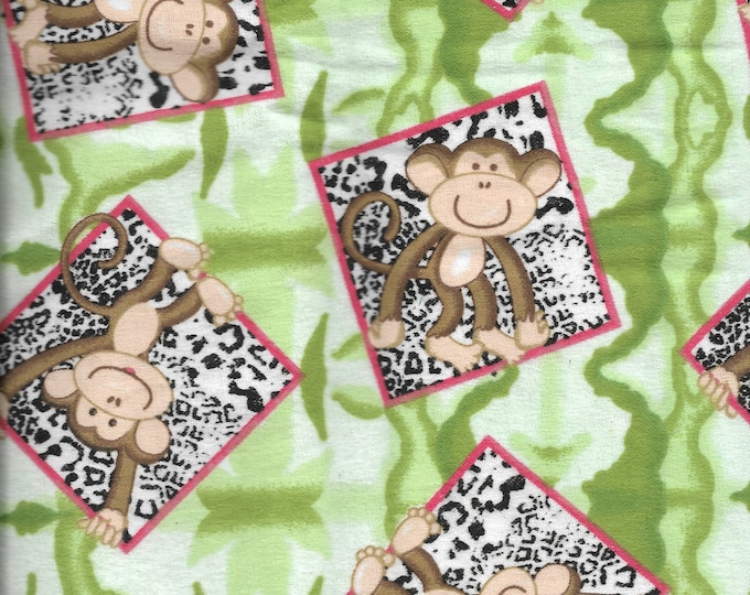 New Cute Jungle Monkeys on Green Flannel Fabric by the Half Yard - Etsy