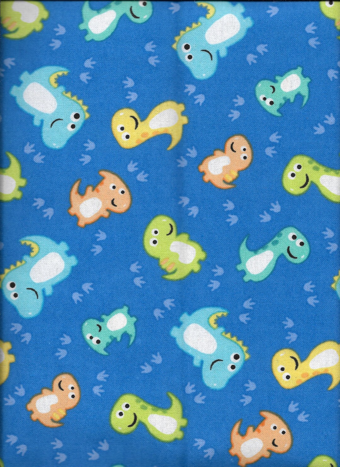 New Comfy Flannel Print Baby Dinosaurs and Foot Prints Fabric by the ...