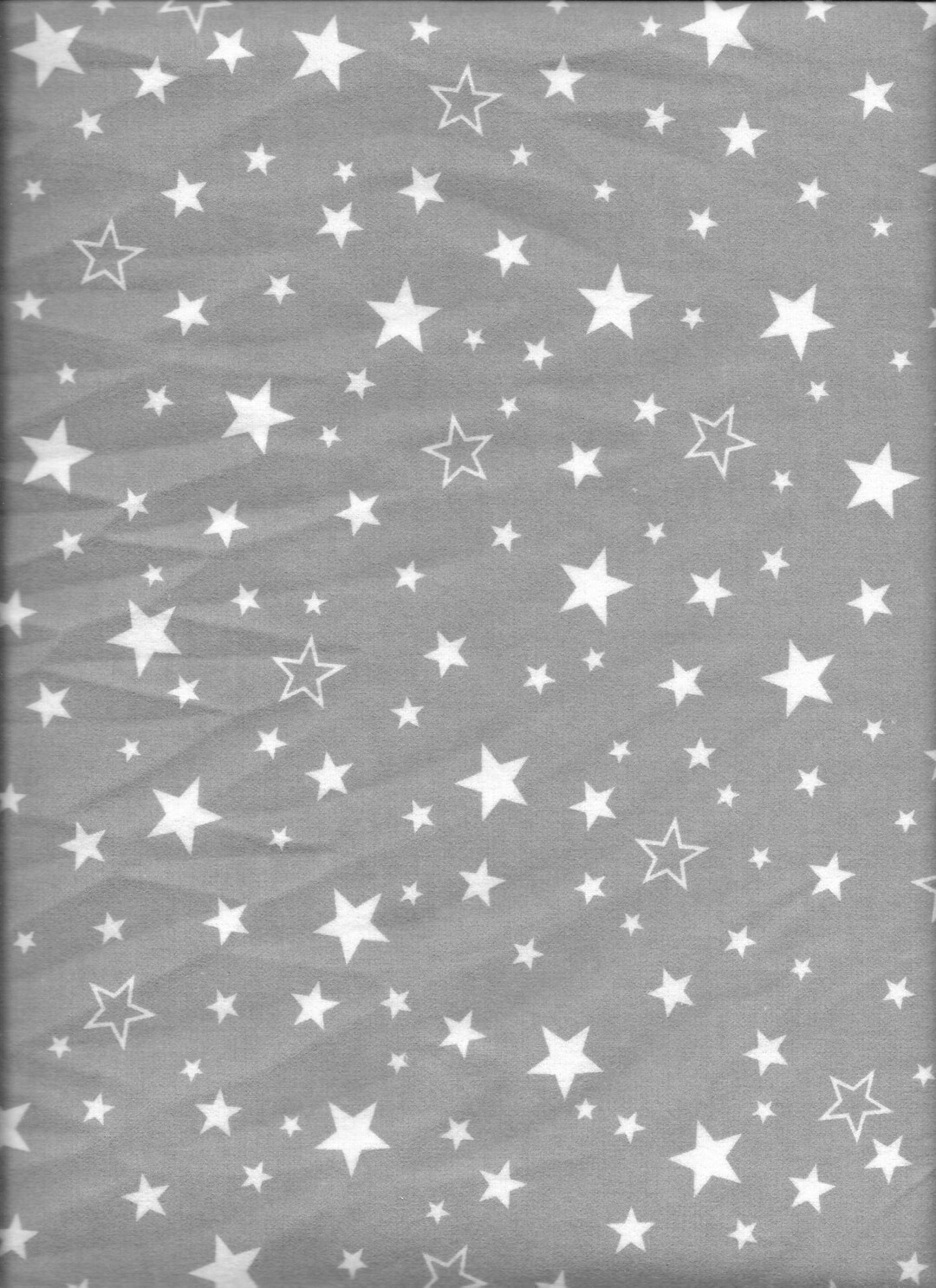 New White Stars on Gray Soft Double Napped Flannel Fabric by the Yard ...