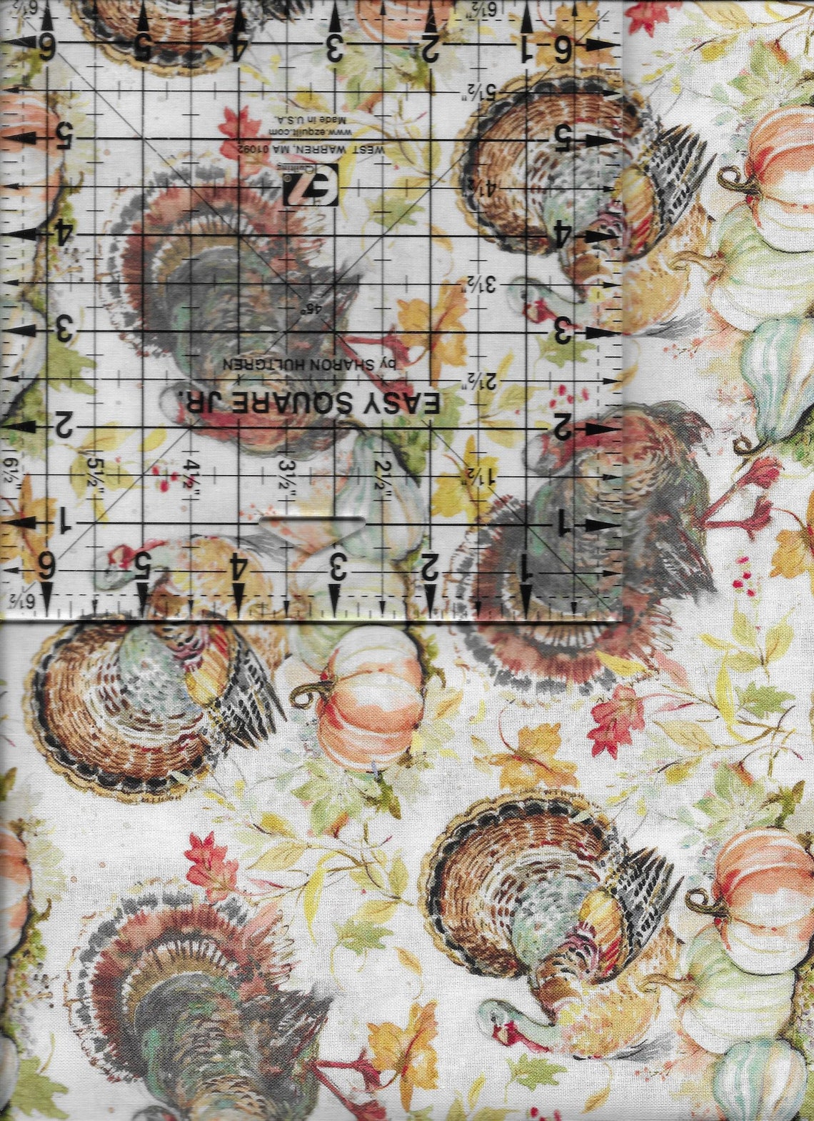New Thanksgiving Autumn Fall Turkeys & Pumpkins 100% Cotton Fabric by ...