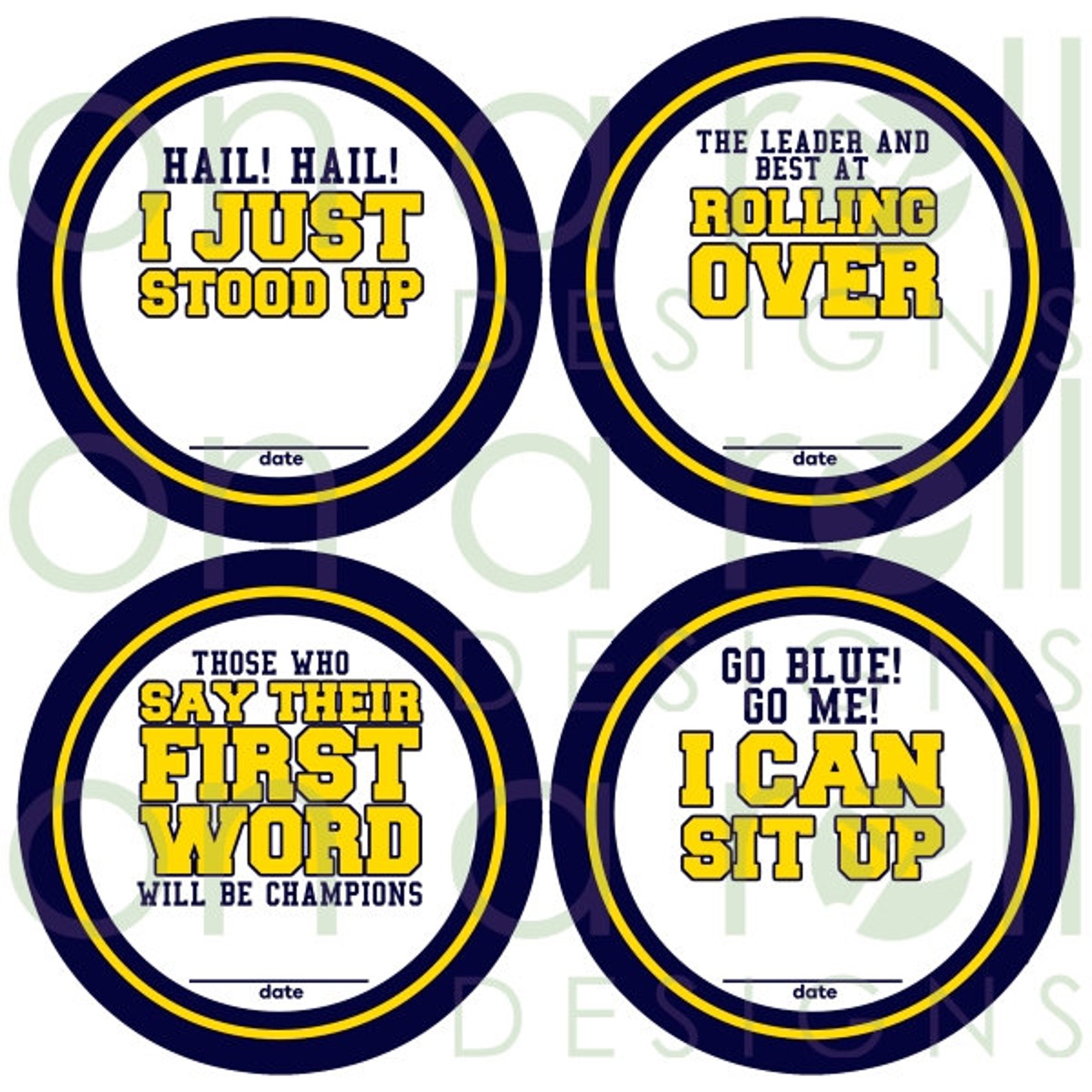 Go Blue Baby Accomplishment Stickers (12 Different Milestones ...