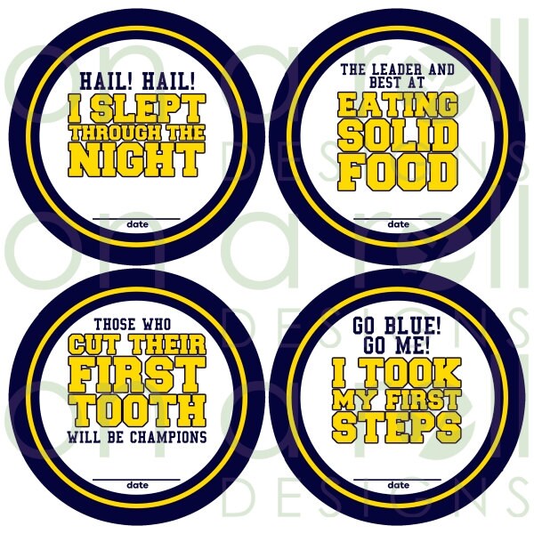 Go Blue Baby Accomplishment Stickers (12 Different Milestones ...