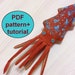 Squid Plush Pattern Squid Toy Sewing Pattern and Tutorial PDF Sea ...