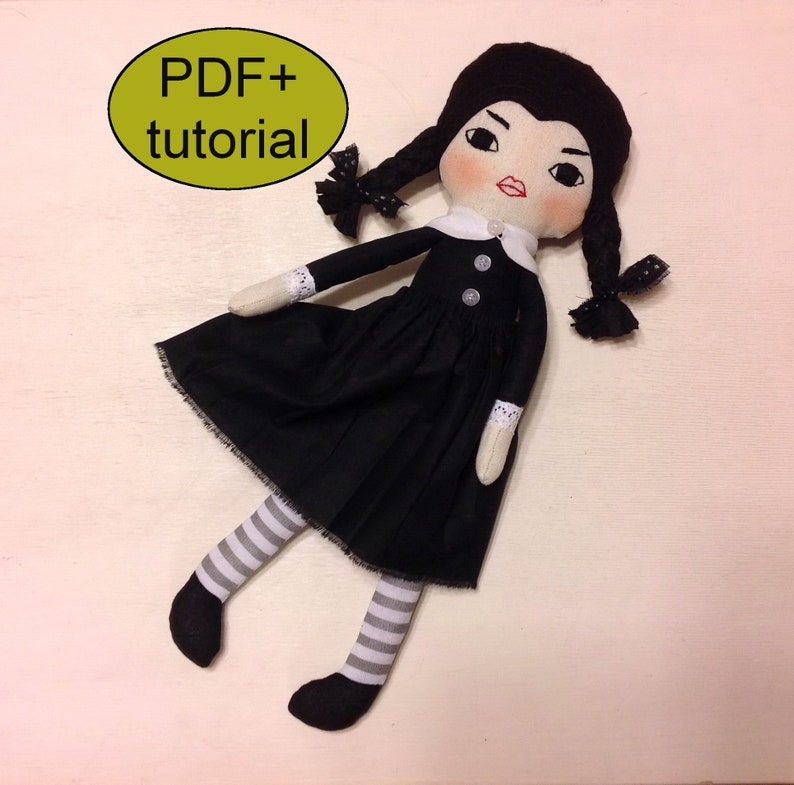 PDF Pattern and Tutorial of Wednesday Doll Cloth Doll Pattern - Etsy