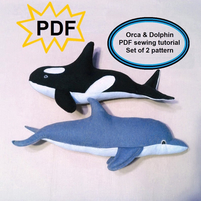 Orca and Dolphin Pattern PDF Sewing Pattern & Tutorial Set of - Etsy