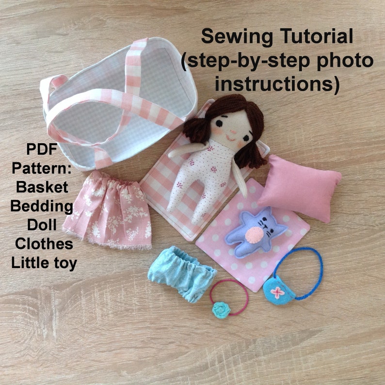 PDF Pattern Mini Doll With Clothes Basket With Bedding - Etsy