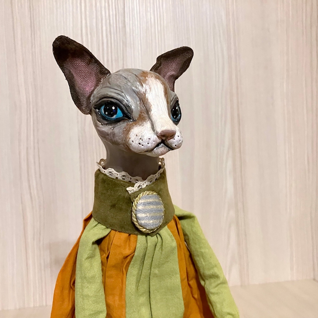 Boudoir Doll Poseable Art Doll Animal Cat Anthropomorphic Sphynx Cat ...