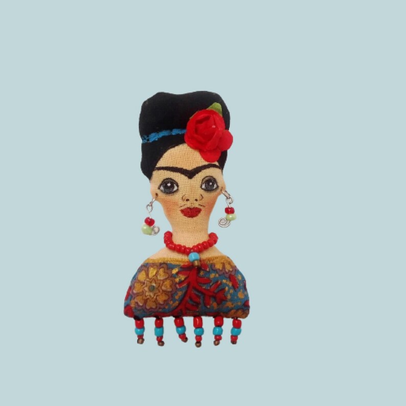 Frida Brooch Pin Handmade Frida Gift Art Doll Brooch Frida - Etsy