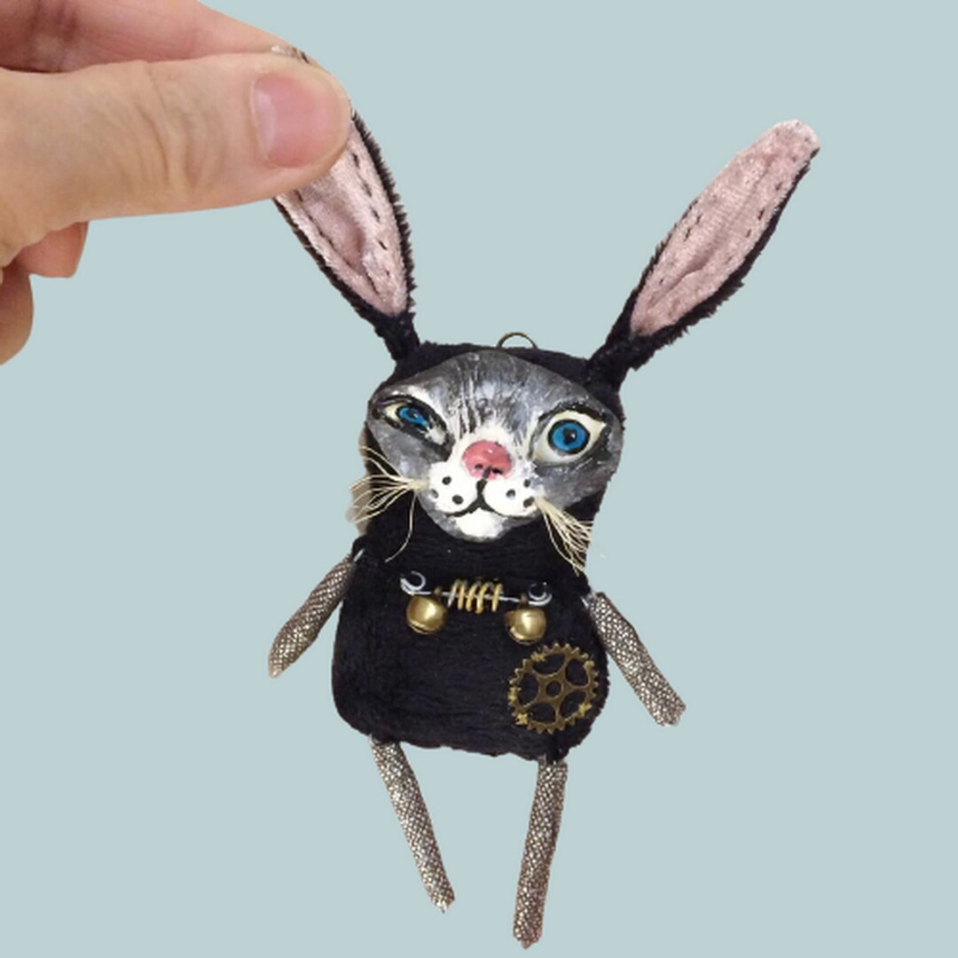 Gothic Art Bunny Brooch Steampunk Pin Creepy Modernist Animal Jewelry ...