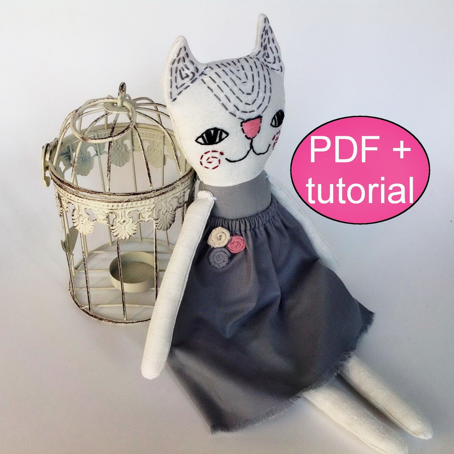 PDF Cat Sewing Pattern & Tutorial Stuffed Cat Pattern Cloth | Etsy Canada
