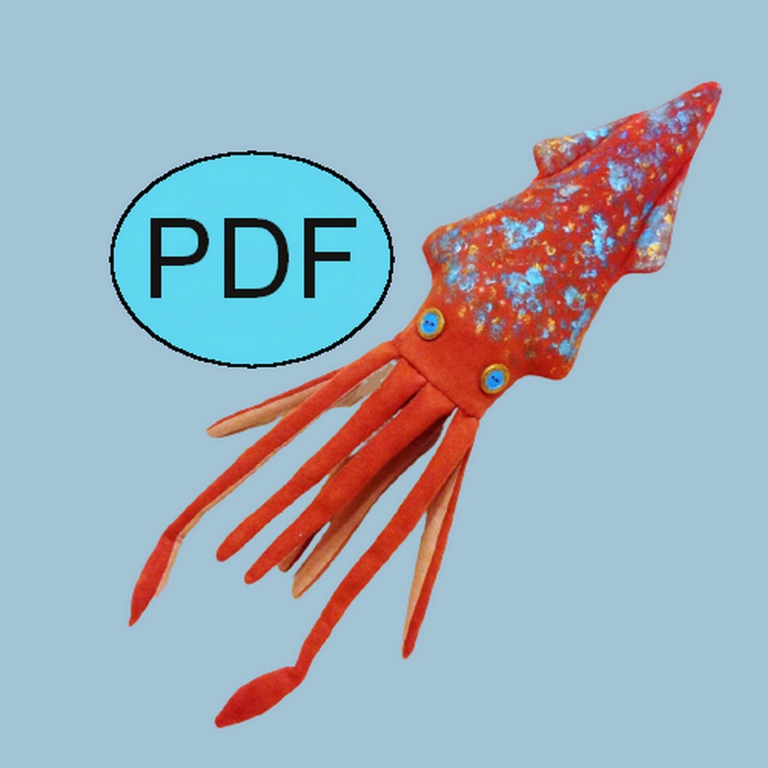 Squid Plush Pattern Squid Toy Sewing Pattern and Tutorial PDF Sea ...