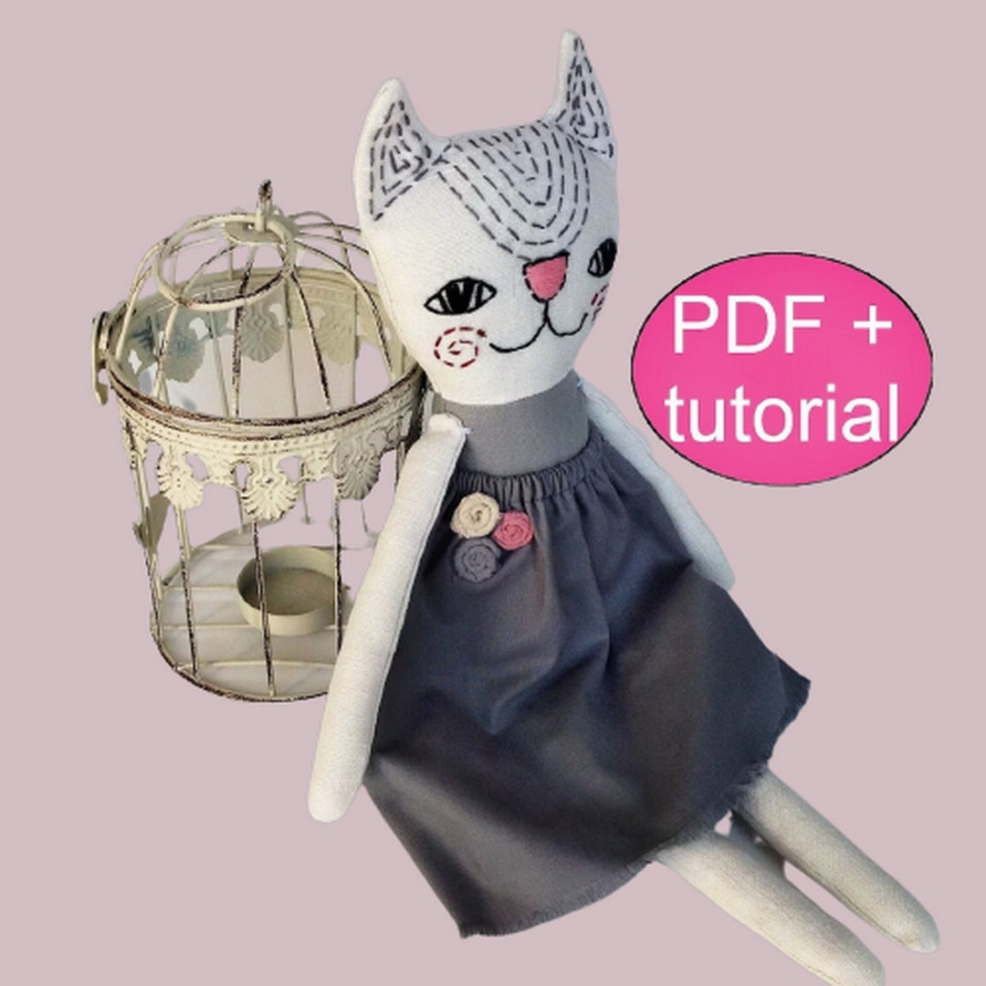 PDF Cat Sewing Pattern & Tutorial Stuffed Cat Pattern Cloth Doll ...