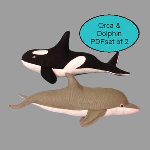 Orca and Dolphin Pattern PDF Sewing Pattern & Tutorial Set of 2 Pattern Whale Killer Stuffed Toy ...