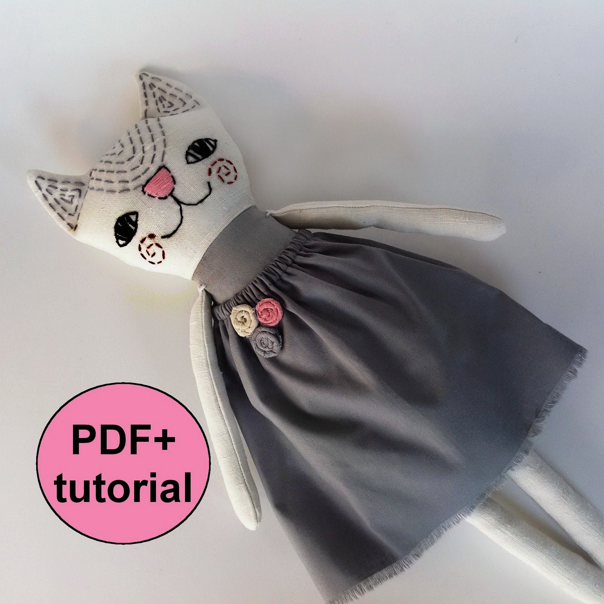 PDF Cat Sewing Pattern & Tutorial Stuffed Cat Pattern Cloth | Etsy Canada