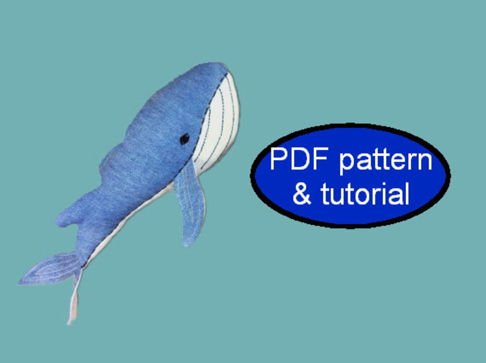 Blue Whale Pattern & Tutorial PDF Whale Sewing Pattern DIY | Etsy