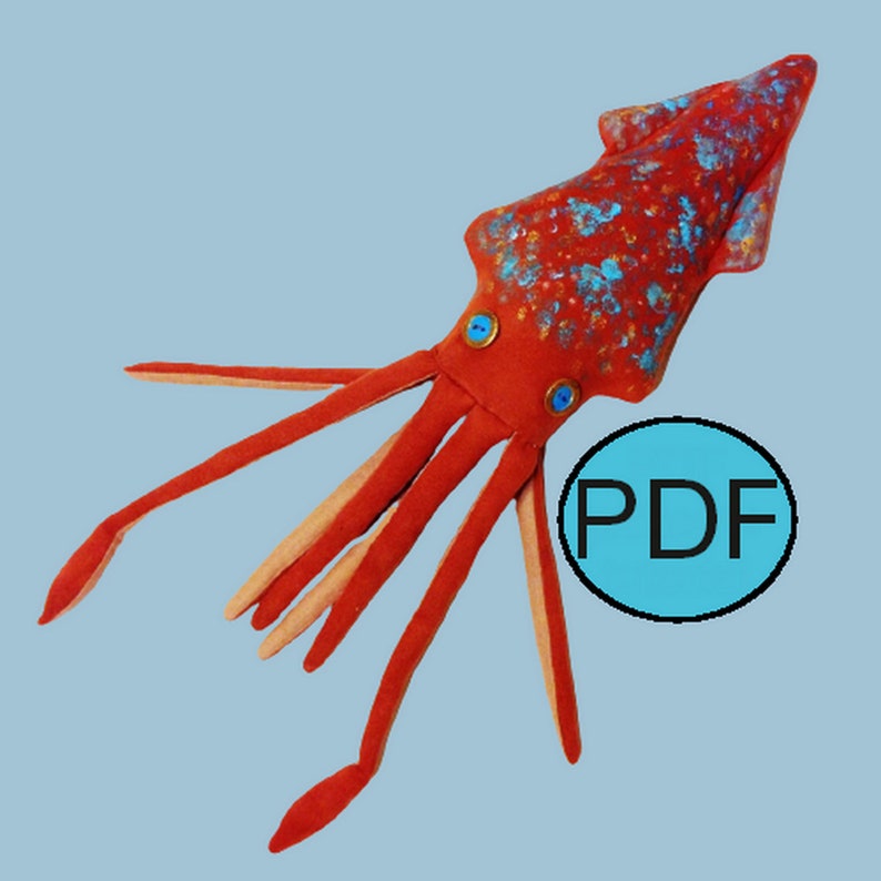 Squid Plush Pattern Squid Toy Sewing Pattern and Tutorial PDF - Etsy