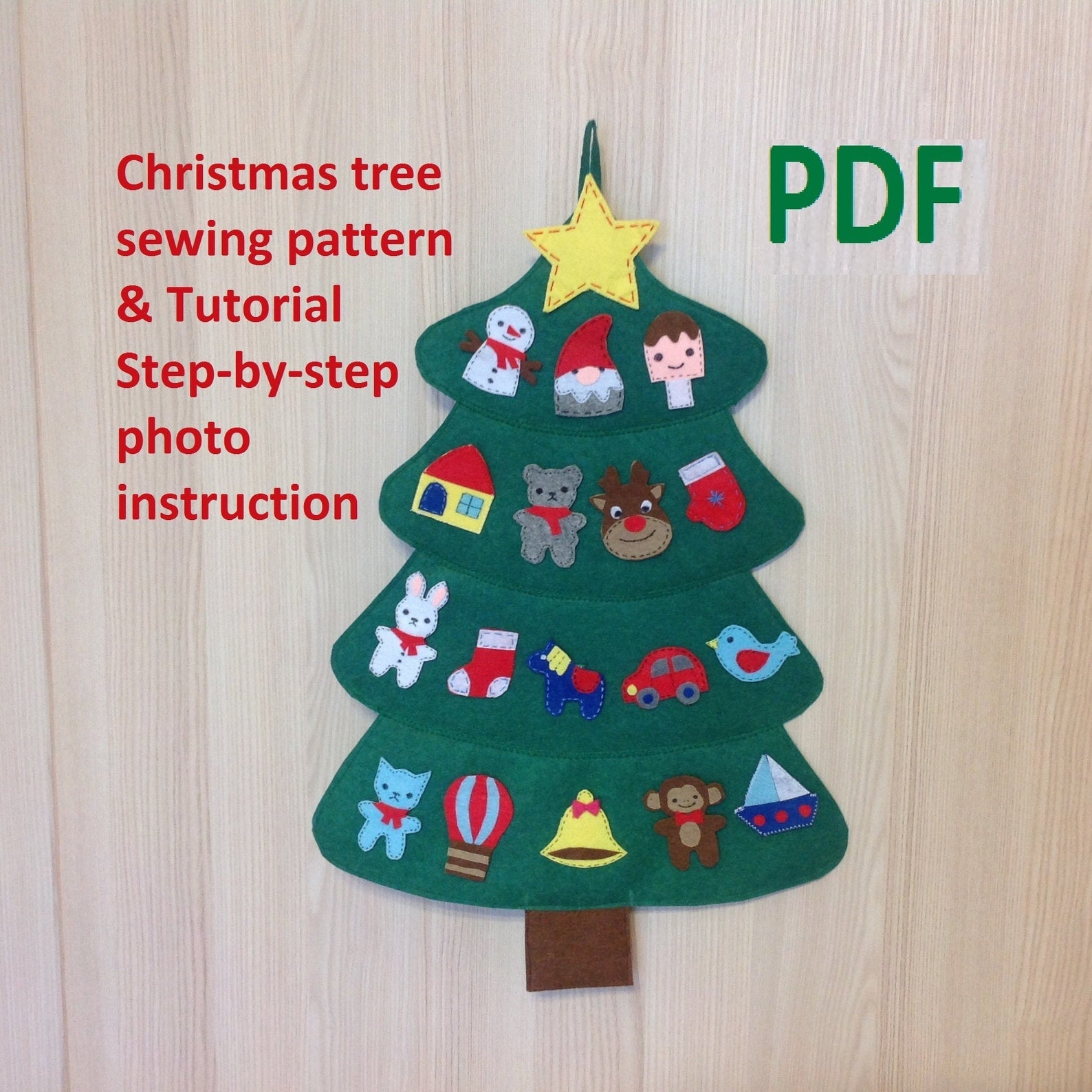 Felt Christmas Tree DIY PDF PATTERN & Tutorial Felt Christmas - Etsy