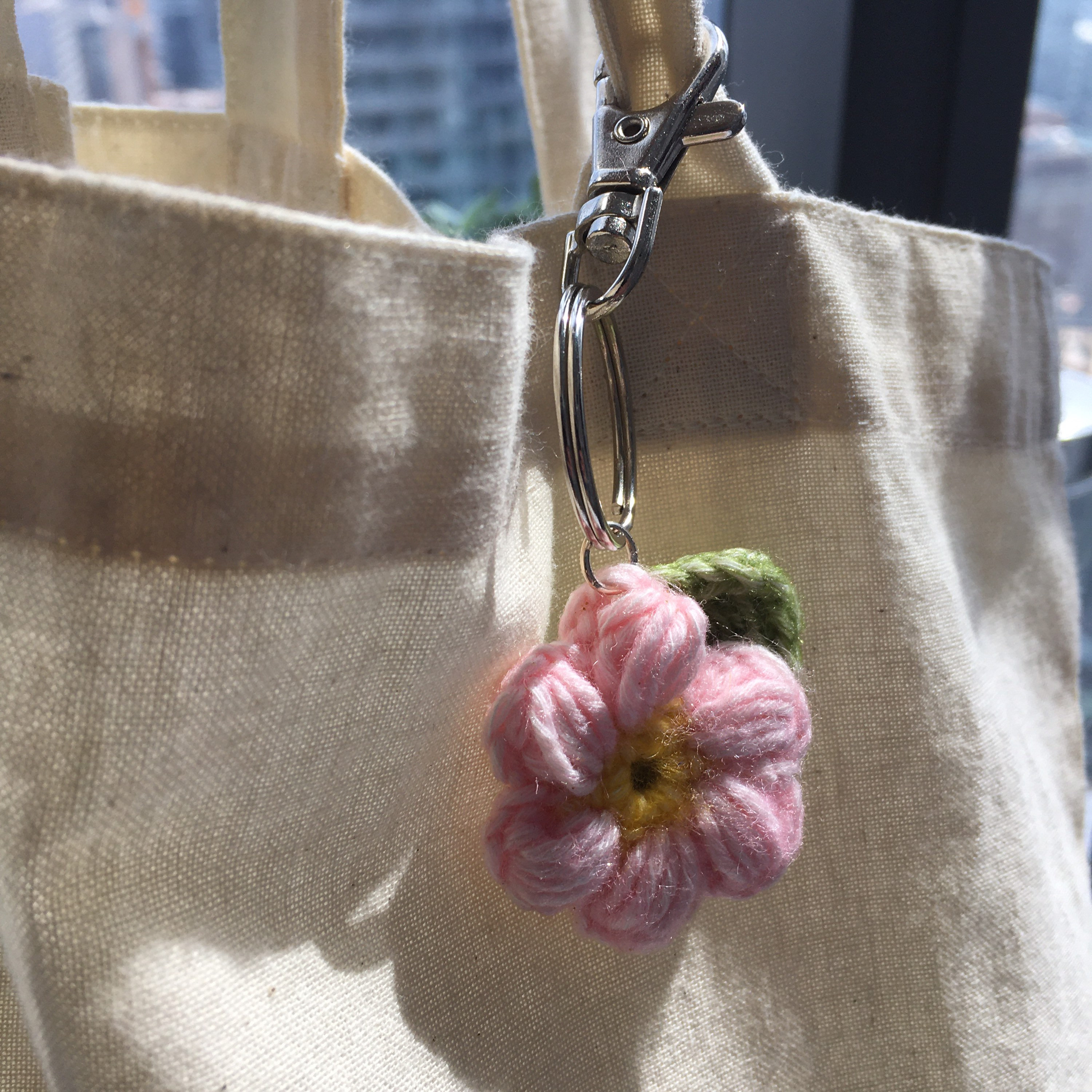 Puff Flower Keychain Crochet Appliqué Keychains and Lanyards ...