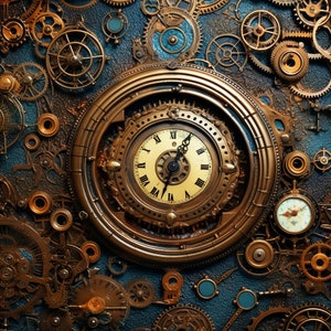 Steam Punk Cog and Clocks Instant Download PNG | Time Travel Digital ...